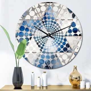 Designart "Rustic Cobalt Triangle Symphony" Blue Geometric Clocks ...