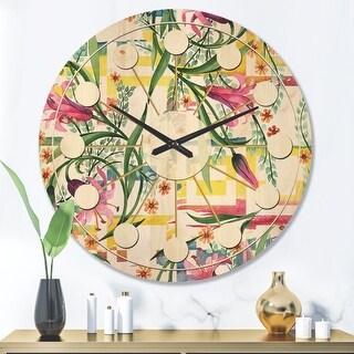 Designart 'Floral Botanical Retro XI' Mid-Century Modern Wood Wall ...