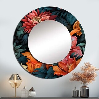 Designart "Modern Tropical Botanical Pattern" Botanical Round Bathroom ...