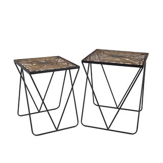 Woven Vinyl Top Square Accent Table,Set of 2,Brown and Black - Bed Bath ...