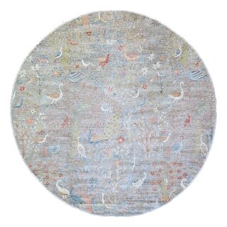 Shahbanu Rugs Cadet Grey Natural Dyes Extra Soft Wool Hand Knotted ...