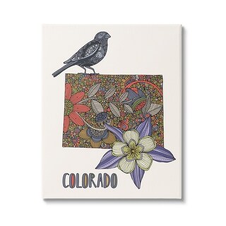 Stupell Colorado State Flower & Bird Detailed Flower Pattern Canvas ...