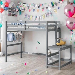 High Loft Bed with Ladder landing Platform,Ladders,Twin Size - Bed Bath ...