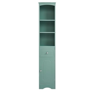 Freestanding Linen Tower Tall Bathroom Storage Cabinet with Drawer MDF ...
