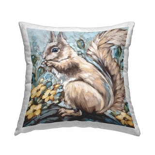 Stupell Squirrel Floral Nature Scene Printed Outdoor Throw Pillow ...