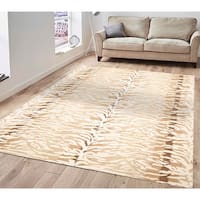 Hand Made Wool & Faux Silk Animal Print Modern Area Rug Ivory - Bed ...