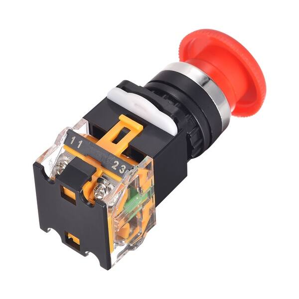 22mm Mounting Latching Emergency Stop Push Button Switch w 65mm Circle ...