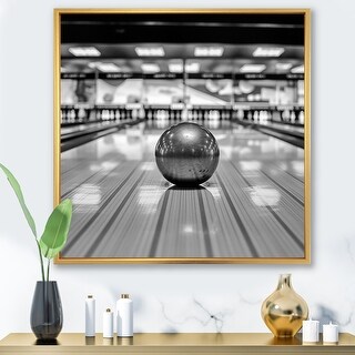 Designart "Black And White Bowling Photo" Bowling Framed Wall Decor ...