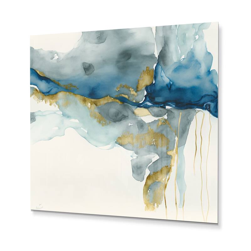 Designart 'Through The Sapphire Blue Clouds IX' Abstract Liquid Ink ...