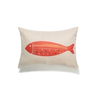 Red Fish On Ivory With Feather Down Insert Pillow - Bed Bath & Beyond ...
