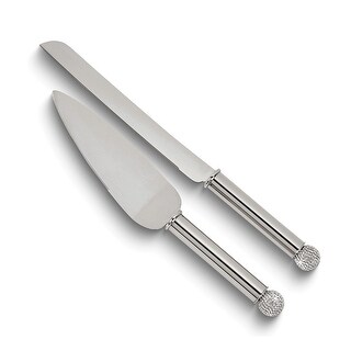 Curata Nickel-Plated Crystal Ball Knife and Server Set with Stainless ...