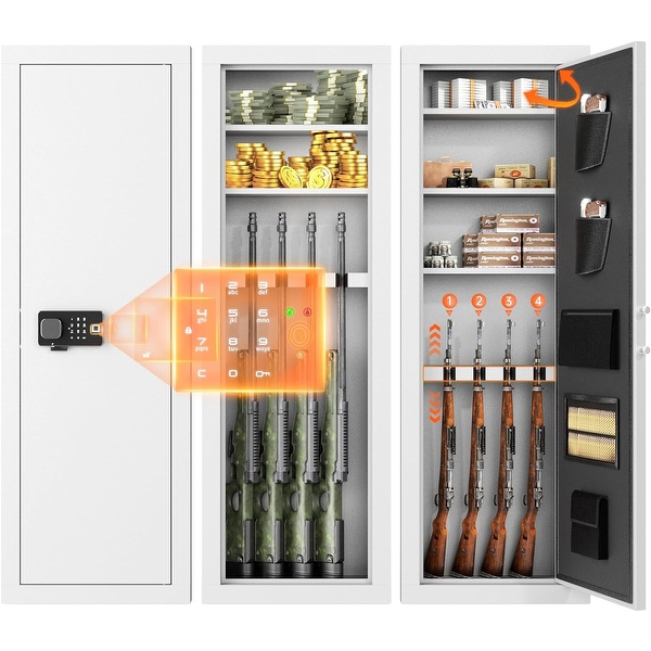 Suncrown 53 Assembled in Wall Hidden Gun Safe Cabinet with 3 Removable Shelves and 1 Adjustable Rack Black