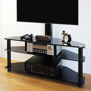 Modern Black Glass Television Stand with Swivel Mount for TVs up to 70 ...