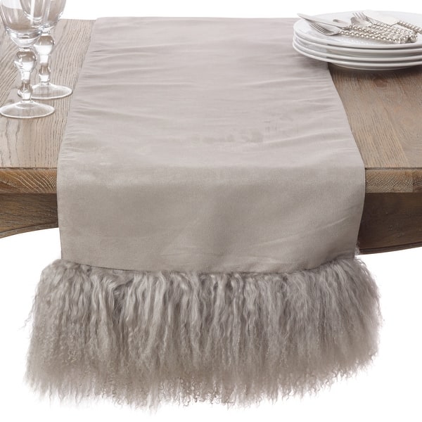 Mongolian Lamb Fur Table Runner - Bed Bath & Beyond - 12142181