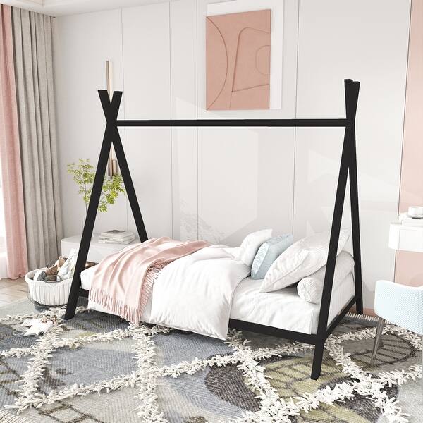 Tent Bed Frame,Twin Size Metal Floor Play House Bed - Bed Bath & Beyond ...