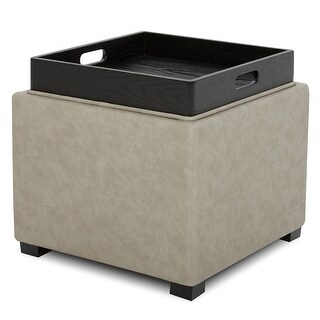 Storage Ottoman Cube with Tray, Footrest Stool Seat Serve as Side Table ...