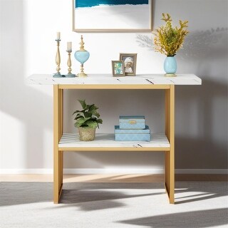 Modern 42-Inch Console/Accent Table with Geometric Metal Legs - Bed ...