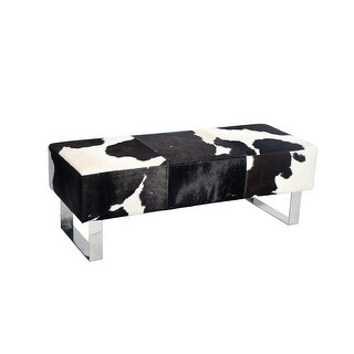 Chrome Stainless Steel Bench with Black and White Hairline Leather ...
