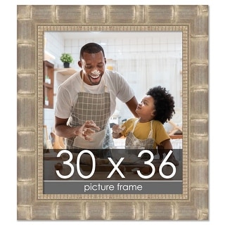30x36 Bamboo Silver Complete Wood Picture Frame with UV Acrylic, Foam ...