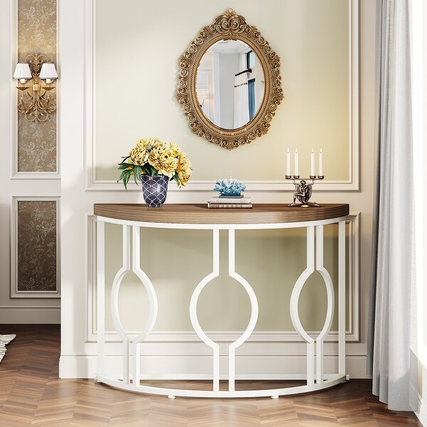 White semi circle console table store