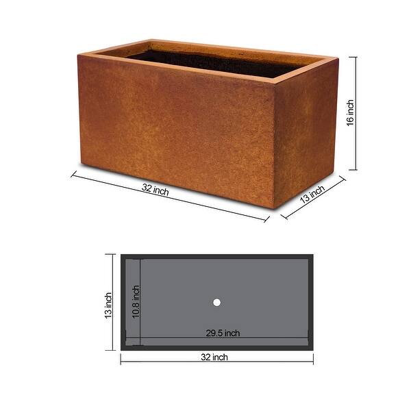 Kante 31.7"L Rectangular Iron Oxide Finish Lightweight Concrete Modern ...