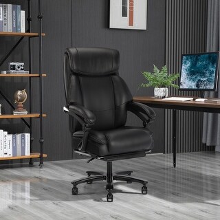 PU Leather 360° Swivel Executive Office Chair with Reclining Arm for ...