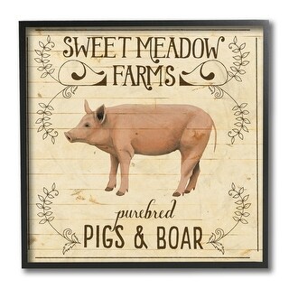 Stupell Vintage Farm Pig Advertisement Tan Beige Framed Wall Art, 12x12 ...