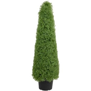 4' Artificial Boxwood Cone Topiary Tree with Round Pot, Unlit - Bed ...