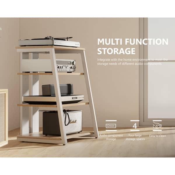 FITUEYES 4-Tier Wooden AV Component Media Stand Stereo Cabinet - Bed ...