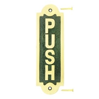 Brass Door Push Sign Plate Plaque Entry Way Doors 7 Inch Height 2 1/8 ...