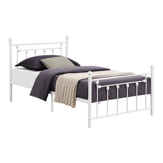 Dio 79 Inch Metal Full Size Bed Frame, Spindle Design, Finial Posts ...
