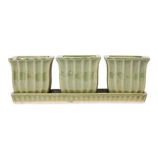 Green Square Ceramic Planters Set of 3 - Bed Bath & Beyond - 40733764