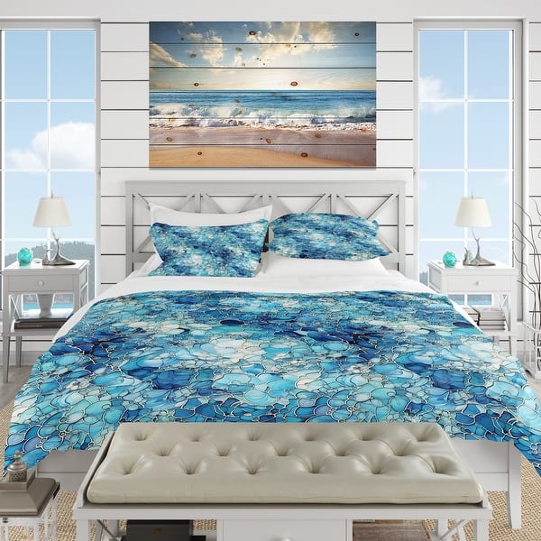 Designart "Ocean Blue Mosaic Turquoise" Blue Tropical - Bedding Set ...