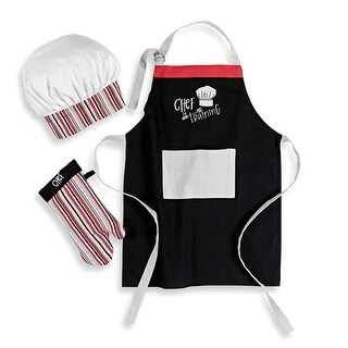MU Kitchen MiniMU Kids 3-Piece Cotton Chef Set with Apron, Hat, and ...