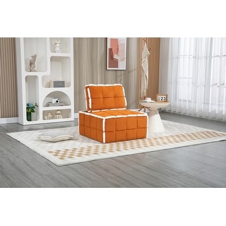 Orange Corner Chair Living Room Lounge Chair Tufted Accent Chair - Bed ...
