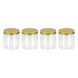 4Pcs 250ml Clear Plastic Jars with Gold Lid Food Storage Containers ...