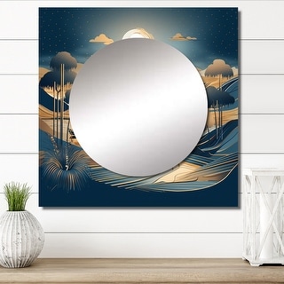 Designart "Gold Metallic Coastal Paradise I" Minimalism Wall Mirror ...