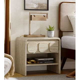 Dale Travertine Wooden Single Drawer Nightstand with Shelf - Bed Bath ...