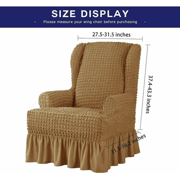 Subrtex 1-Piece Ruffle Stretch Wing Chair Cover Skirt Slipcover - Bed ...