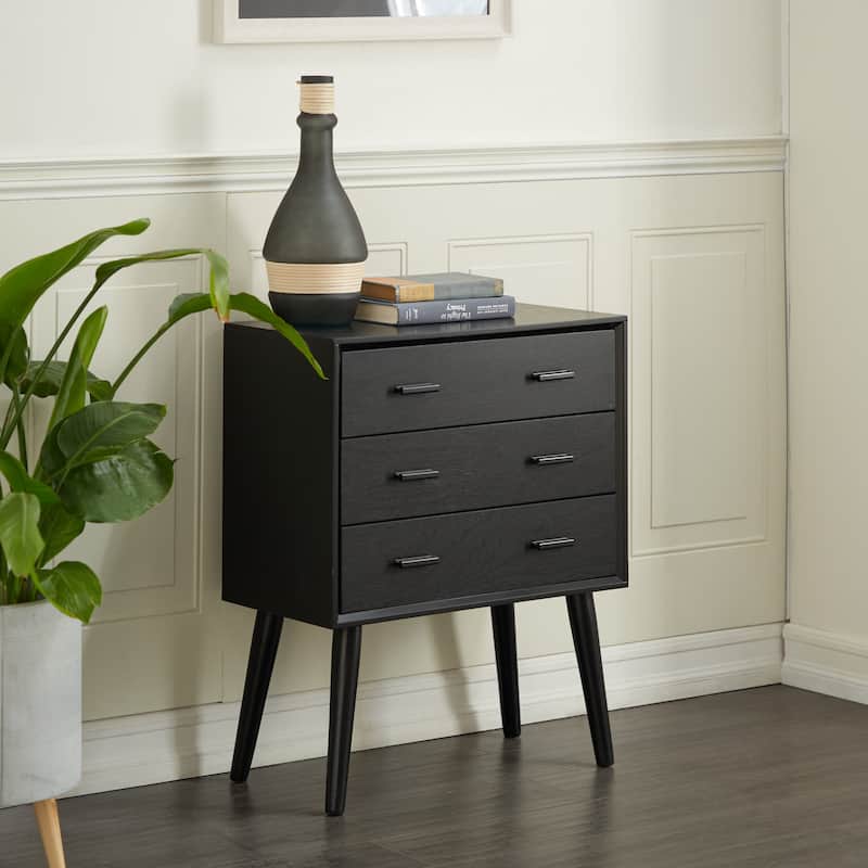 Benzara Black Wood 24 inches Wide x 28 inches High 3-drawer Chest ...