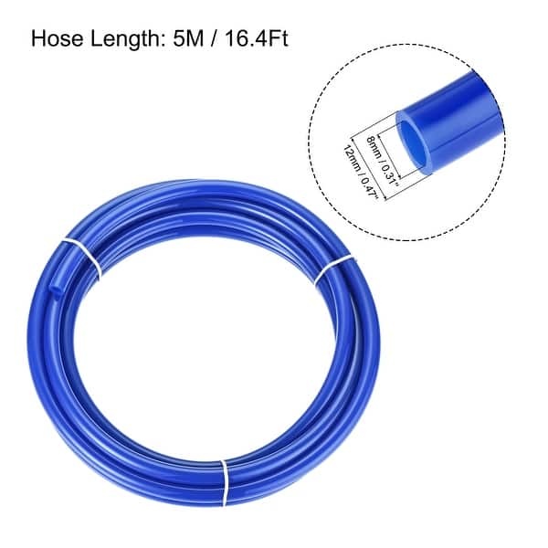 Pneumatic 12mm OD PU Air Hose Tubing Kit 5 Meters with 14 Pcs Fittings ...