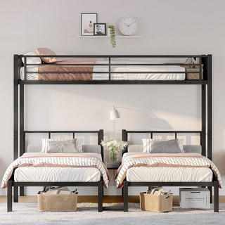 Twin Size Detachable Triple Bunk Bed Frame, Twin XL over Twin & Twin ...
