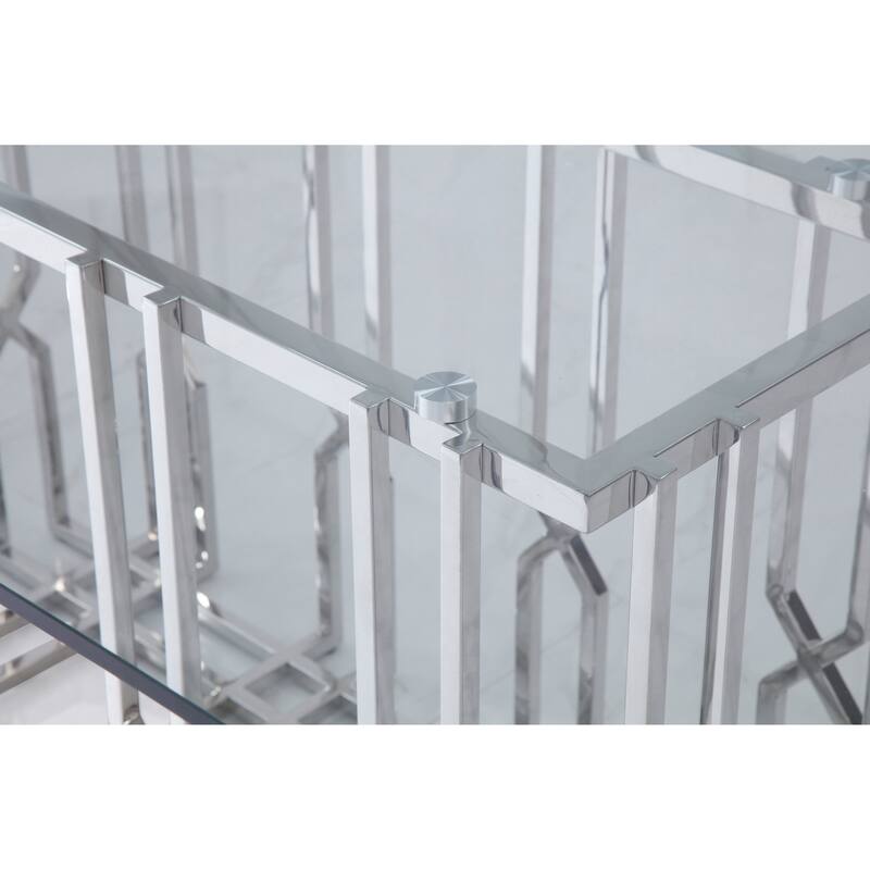 Modrest Ericson Modern Glass & Stainless Steel Dining Table - Overstock ...