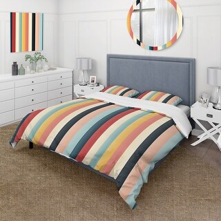 Designart "Colorful Nostalgia Striped Pattern" Multicolor Mid-Century ...