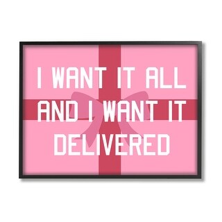 Stupell Funny Want Gifts Delivered Framed Giclee Art Design by Lil' Rue ...