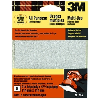 3M 9210NA Adhesive Backed Palm Sander Sheets, 4-1/2"x4-1/2", Medium ...