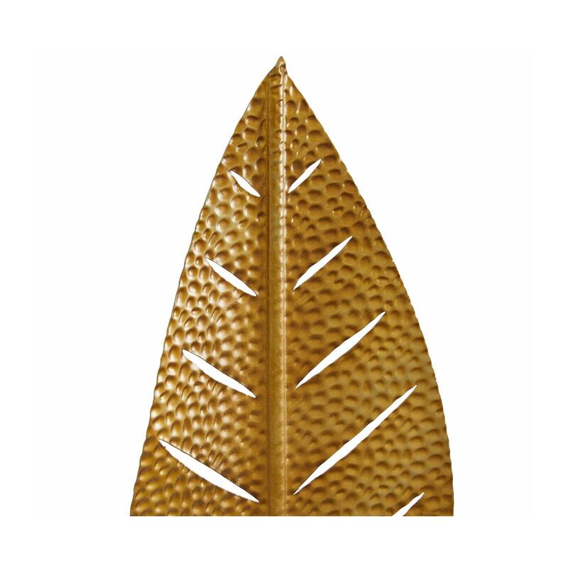 Gold Metal Leaf Decorative Sculpture (Set of 3) - Overstock - 32162121