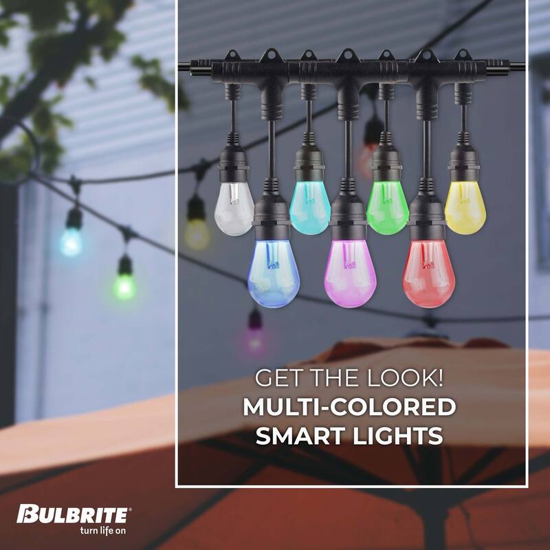 Bulbrite 36-foot Smart Indoor/Outdoor String Light Kit with Shatter ...