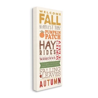 Stupell Welcome Fall Harvest Time Seasonal Word Design Canvas Wall Art ...