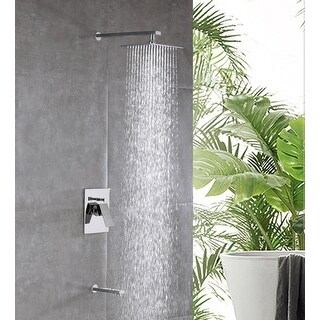 ALma Empolo Shower Set W / 8" Square Rain Shower and Tub Filler-Chrome ...